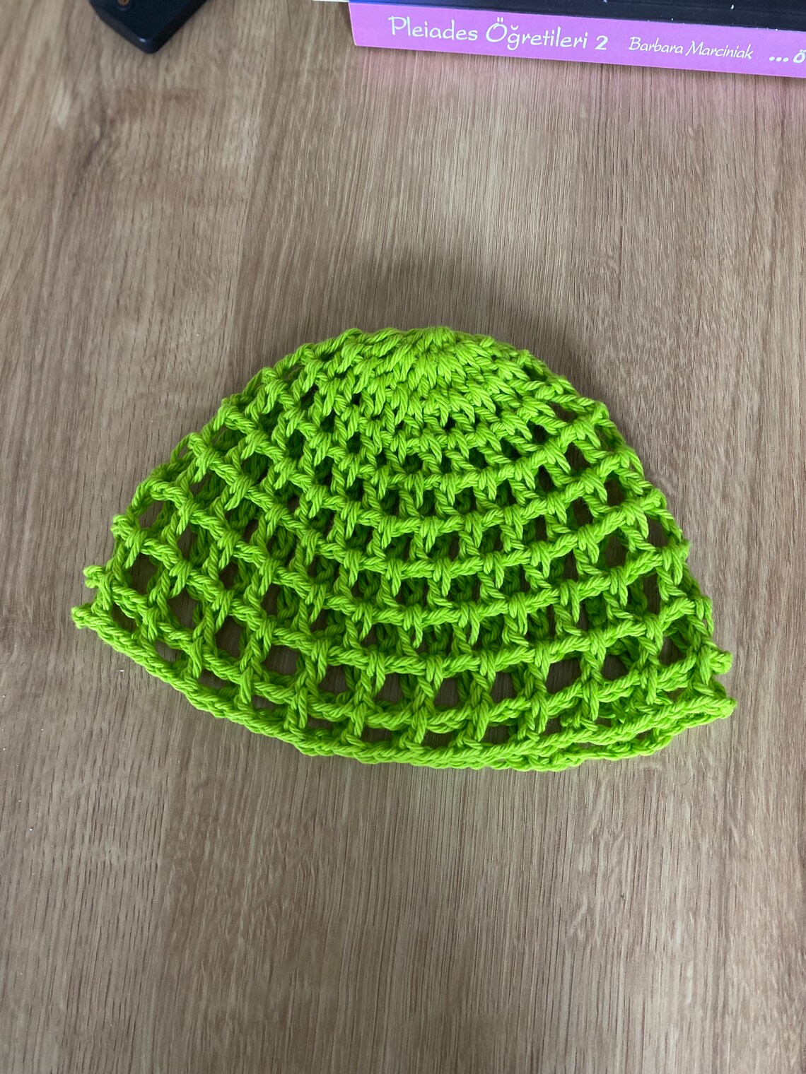 Green Crochet Cotton Mesh Hat, All Color Skull Cap, Netted Mesh Beanie ...