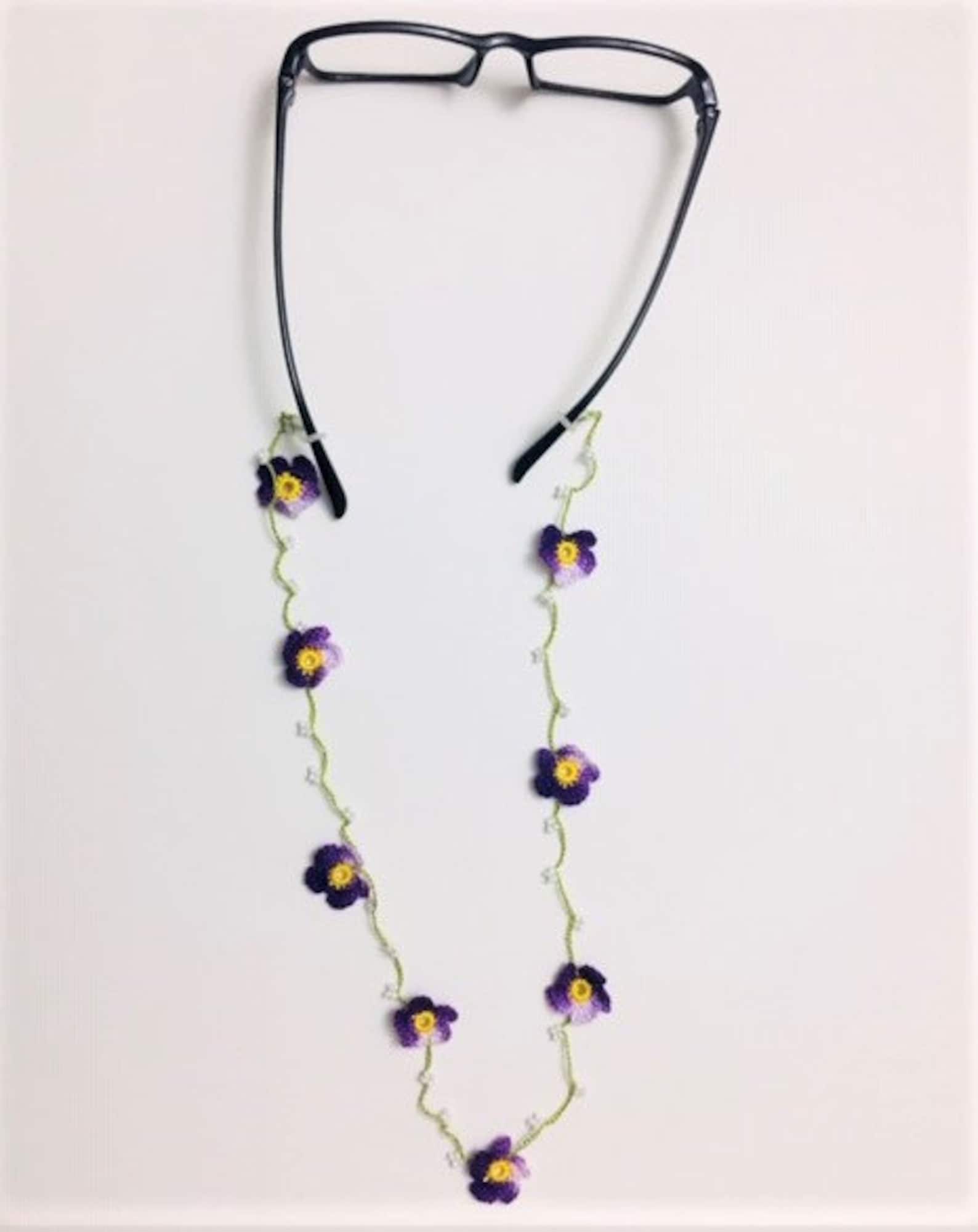 Violet Eye Glasses Chain Flower Cord Beaded Lightweight Eye | Etsy