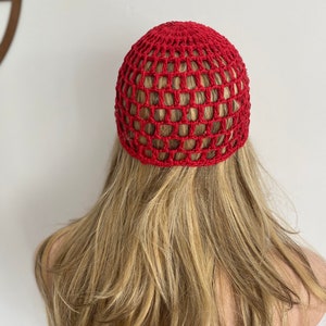 Red Crochet Coton Mesh Hat, All Color Skull Cap, Netted Mesh Beanie ...