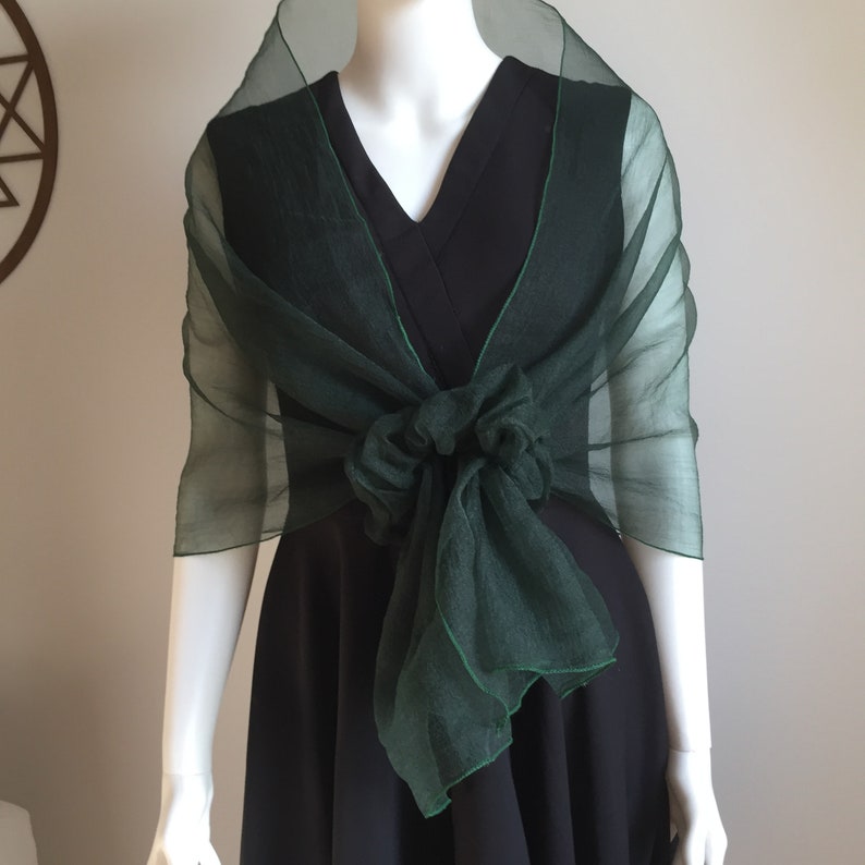 Emerald Green Organze Tulle Evening Shawl, Shoulder Top, Green Organze ...