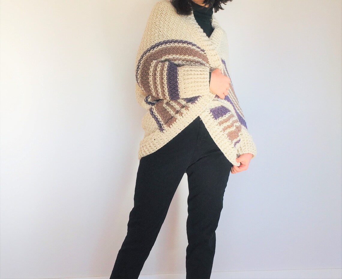 Cream Wool Cardigan, Two Colors Cardigan, Loose Shrugs - Etsy