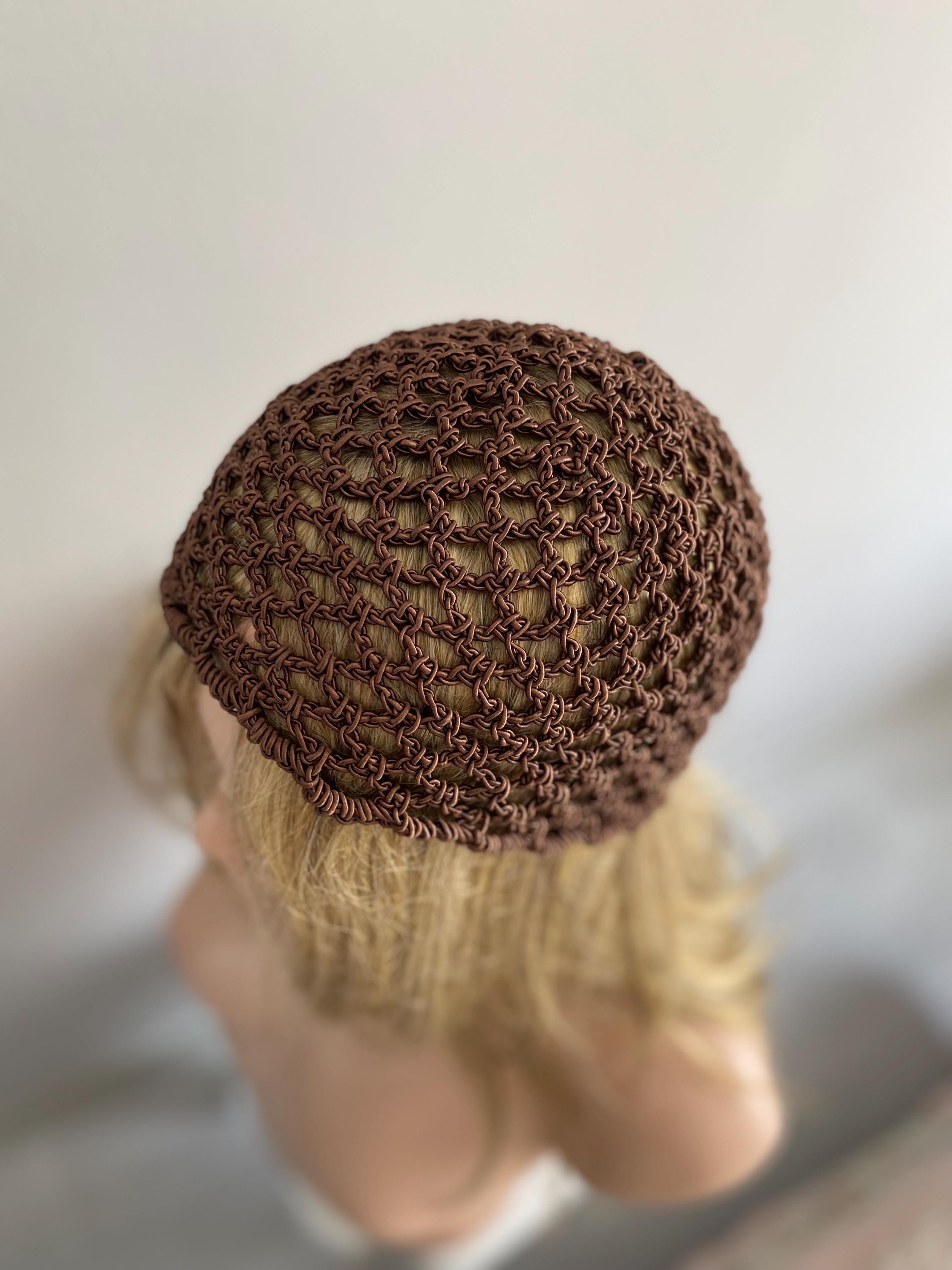 Brown Crochet Coton Mesh Hat, All Color Skull Cap, Netted Mesh Beanie ...