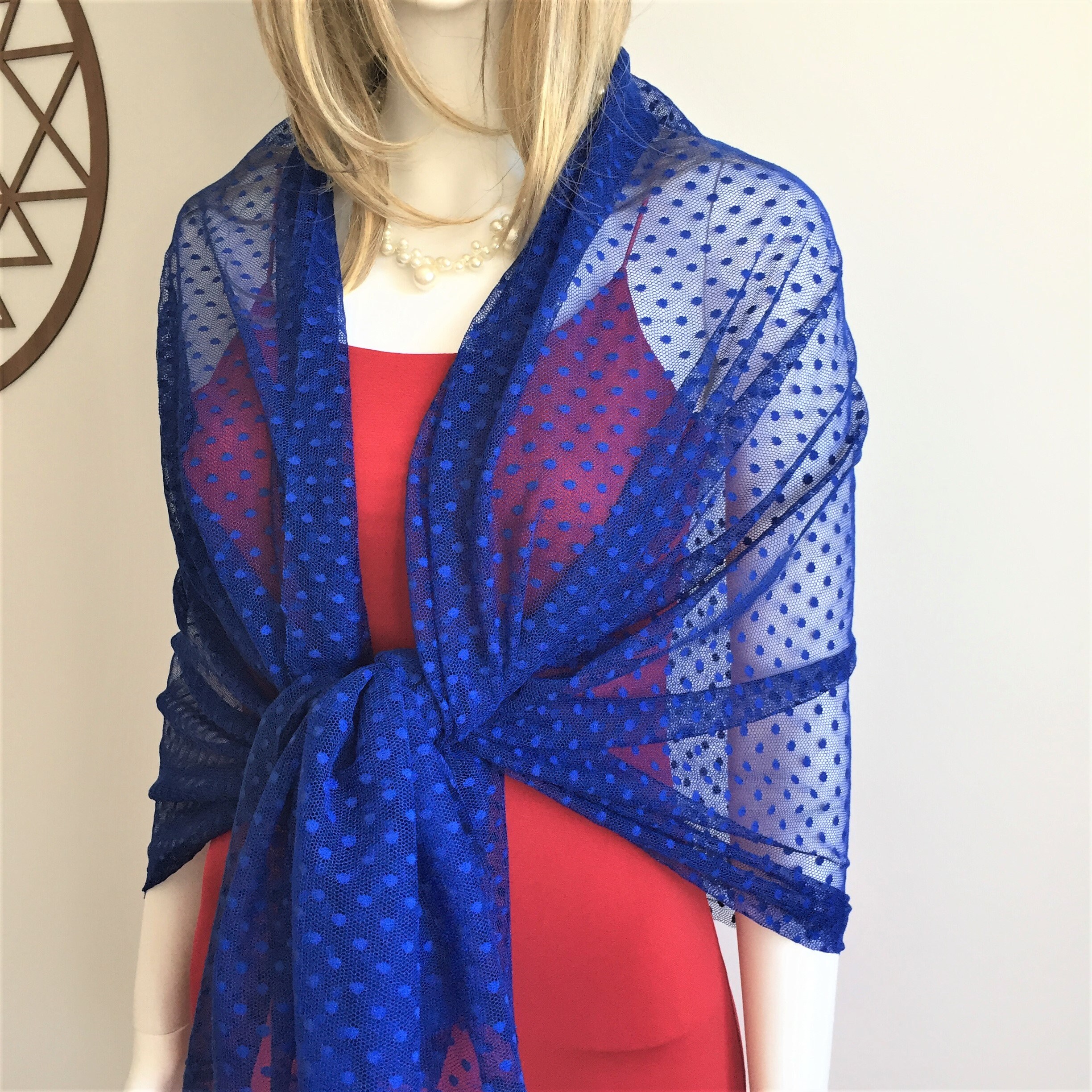 Royal Blue Shawl Blue Dotted Shoulder Top Blue Wrap Night - Etsy