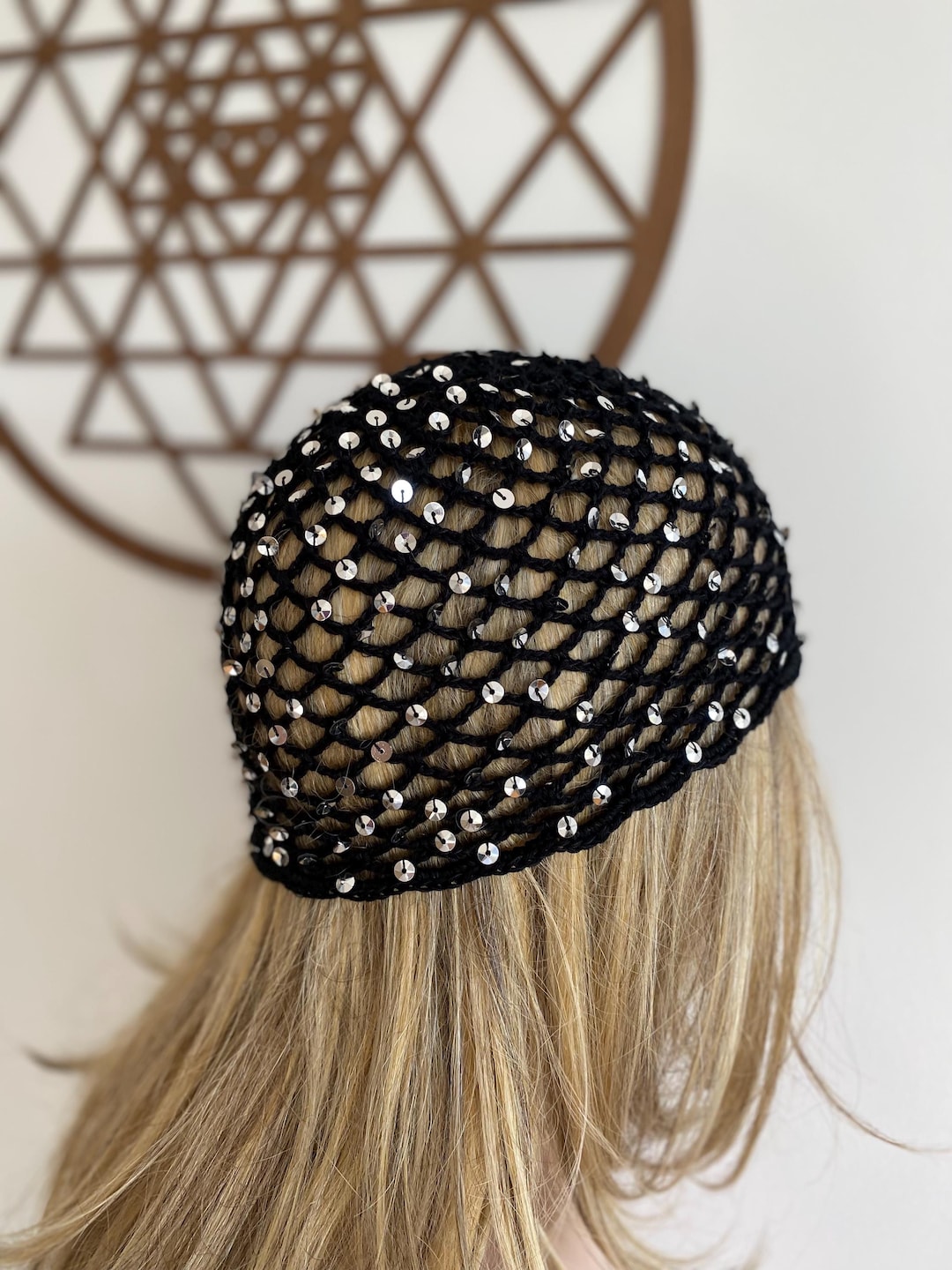 Crochet Black Mesh Hat, All Color Skull Cap, Netted Mesh Beanie ...