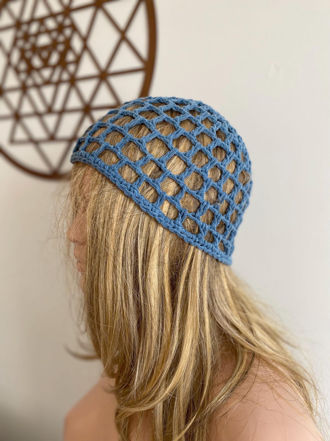 Denim Jeans Blue Crochet Velvet Mesh Hat: All Color Skull Cap, Netted ...
