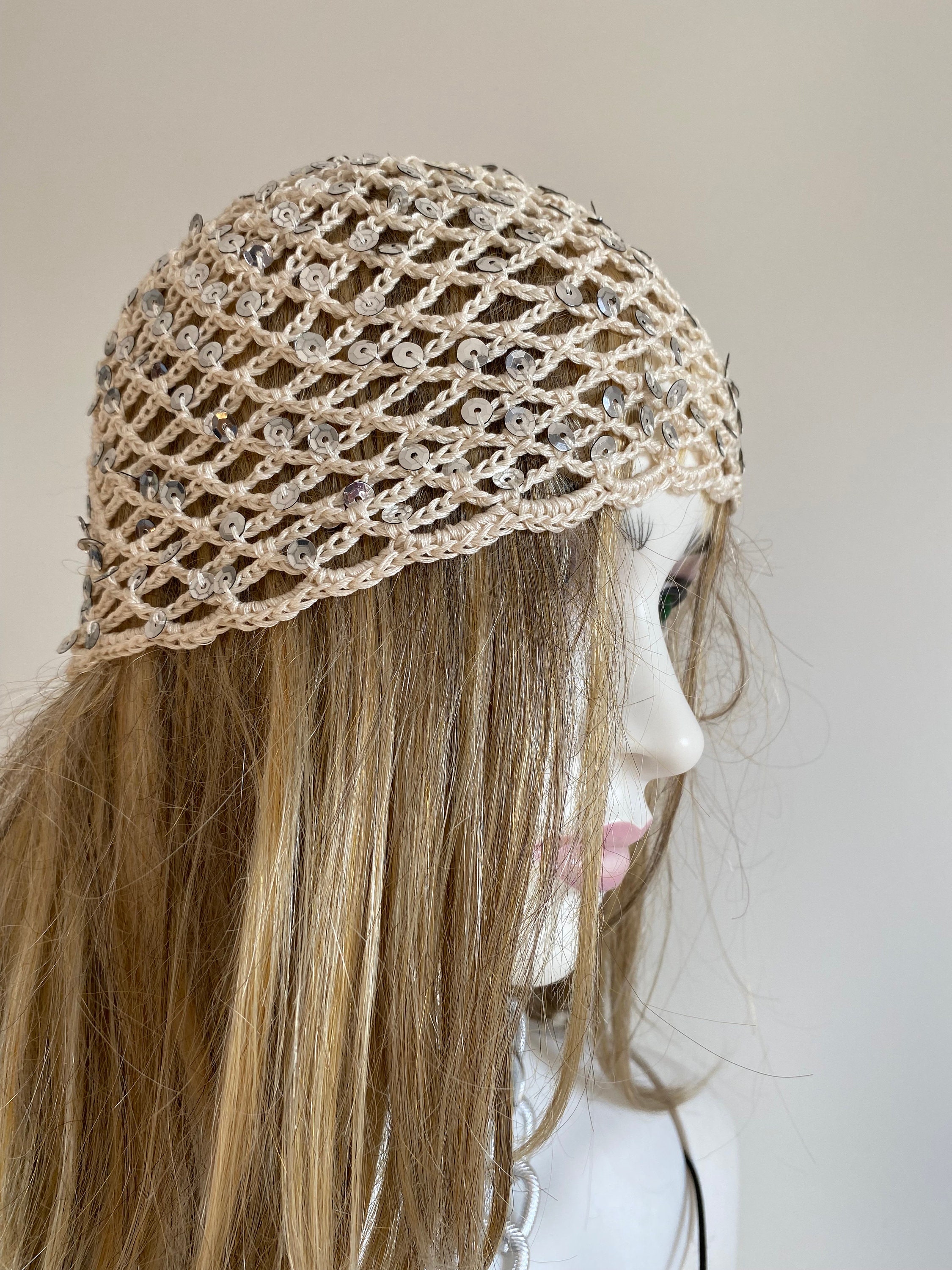 Crochet Cream Mesh Hat, All Color Skull Cap, Netted Mesh Beanie ...