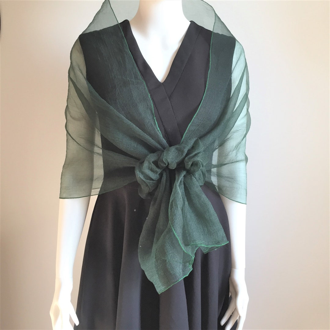 Emerald Green Organze Tulle Evening Shawl, Shoulder Top, Green Organze ...