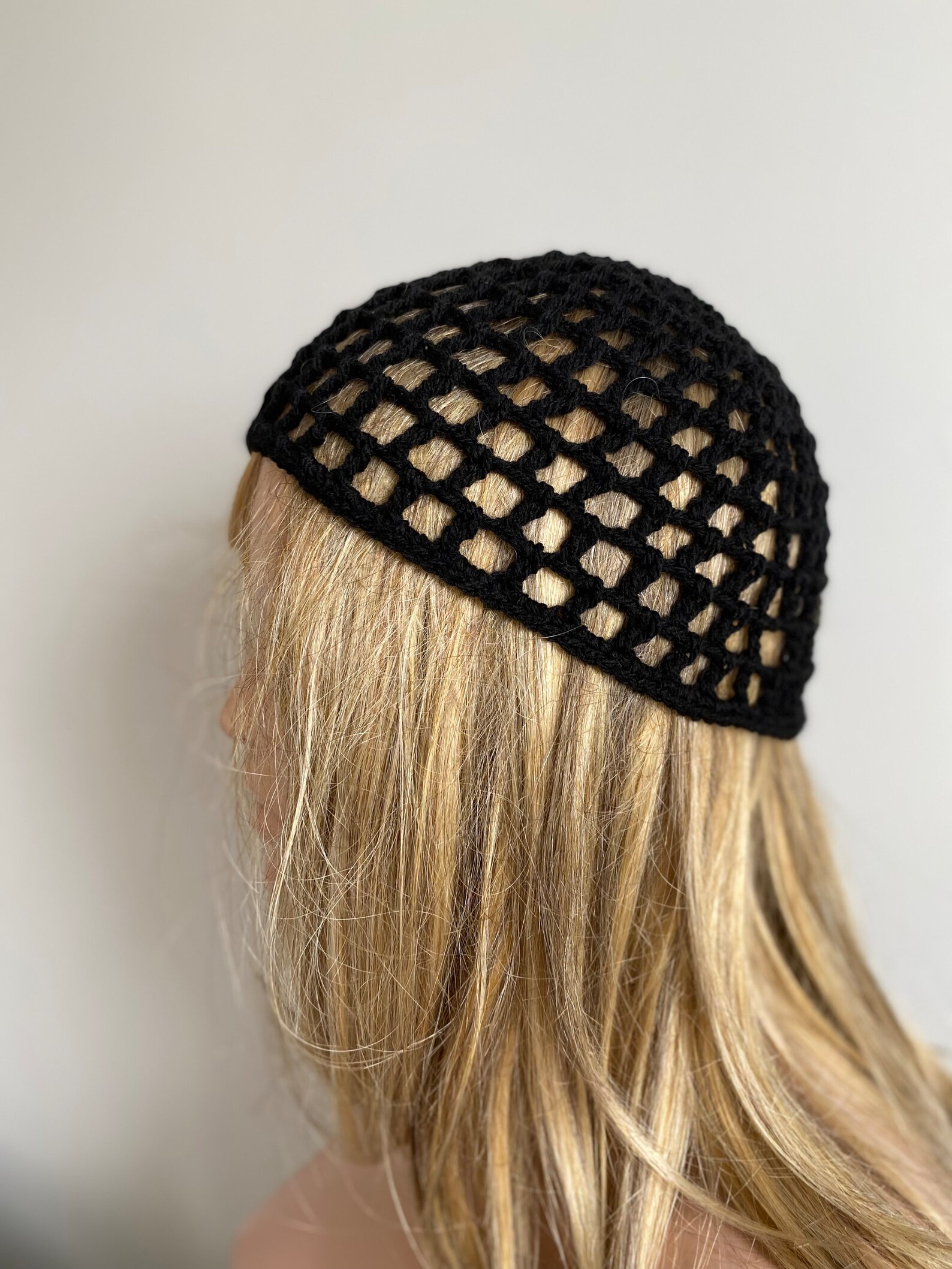 Crochet Black Mesh Hat: All Color Skull Cap, Netted Beanie, Handmade - Etsy