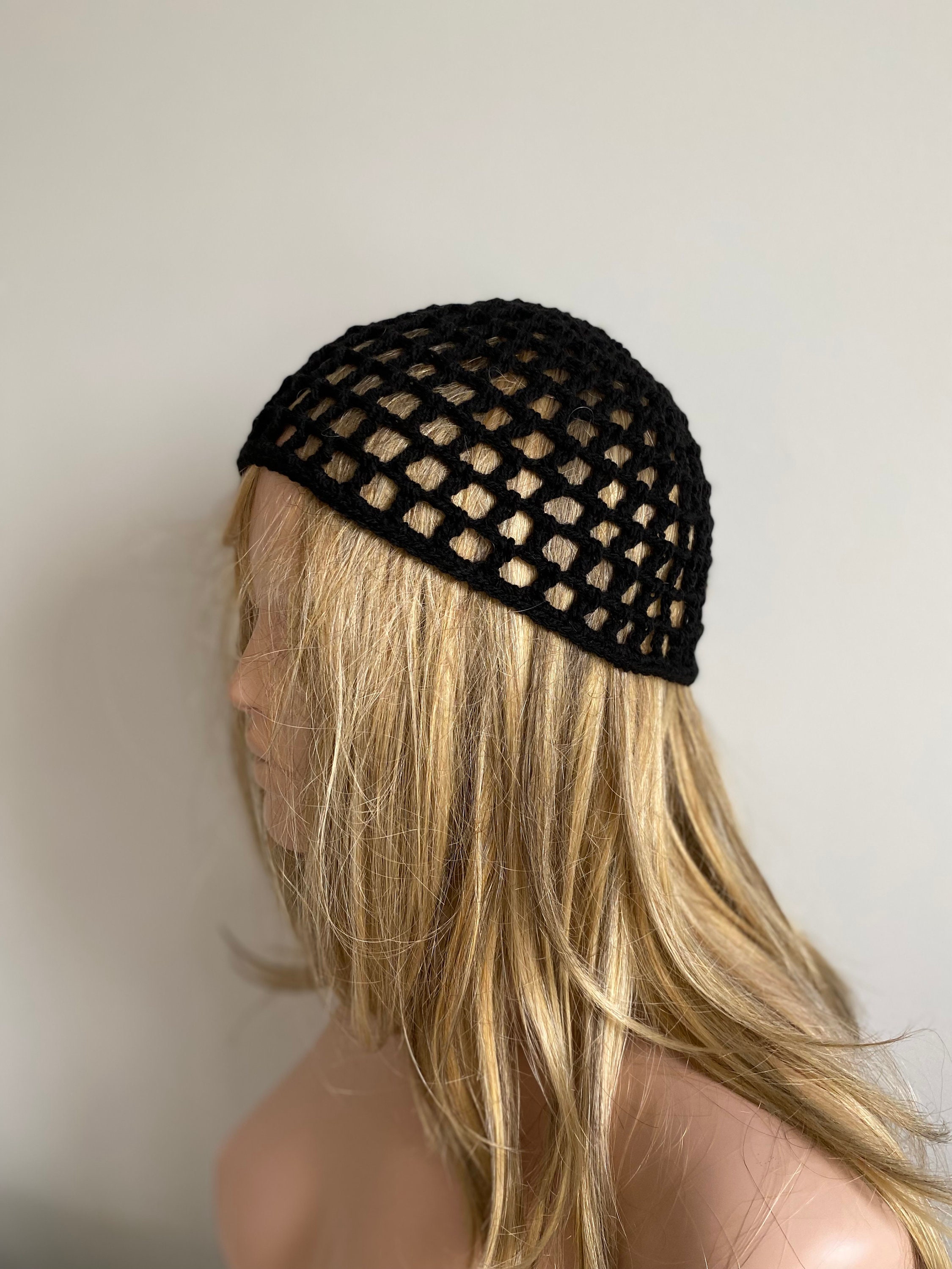 Crochet Black Mesh Hat: All Color Skull Cap, Netted Beanie, Handmade - Etsy