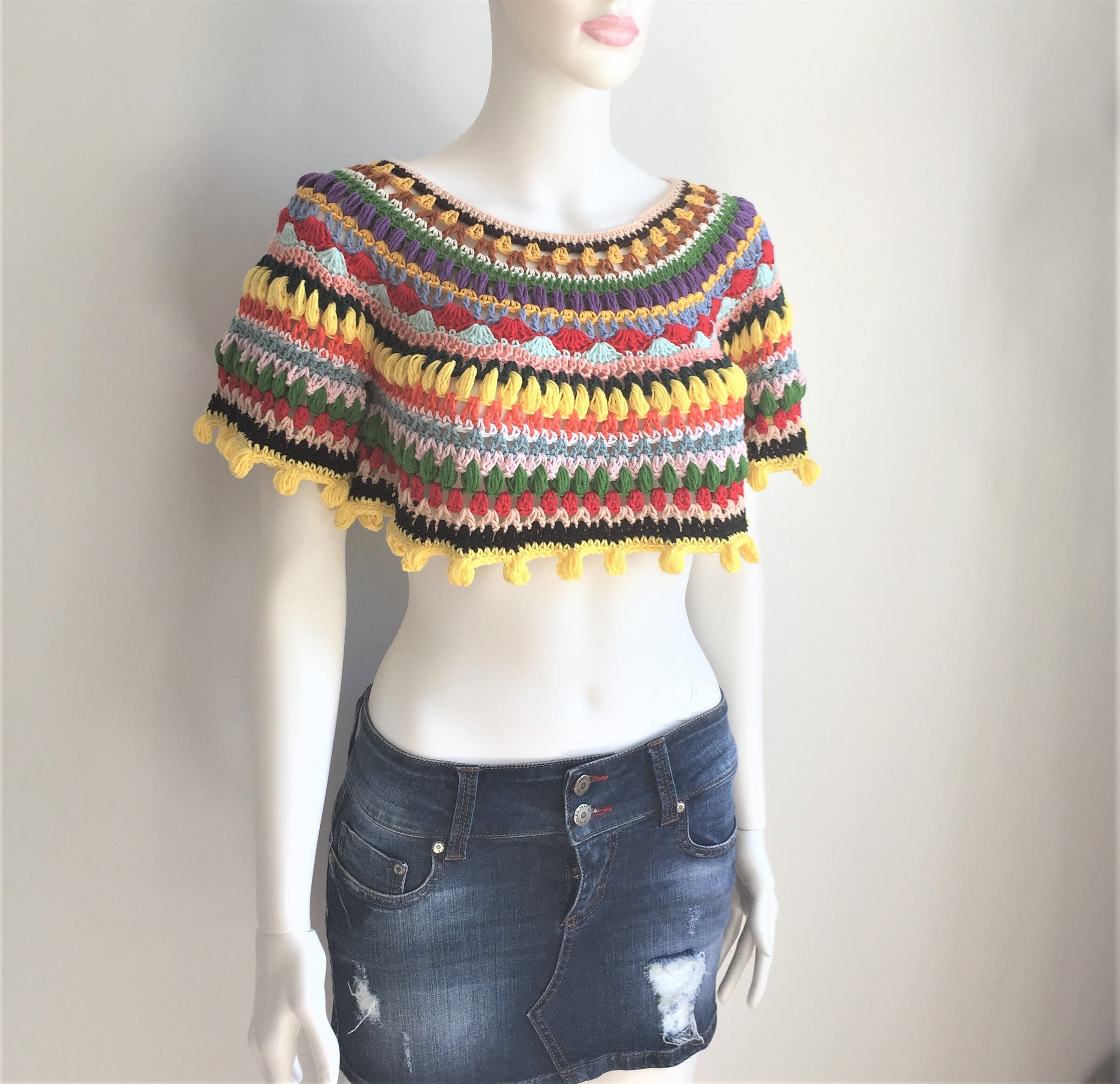 Colorful Halter Top Boho Crochet Crop Festival Boho Top - Etsy