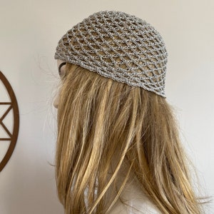 Crochet Silver Mesh Hat; All Color Skull Cap, Netted Silver Beanie ...