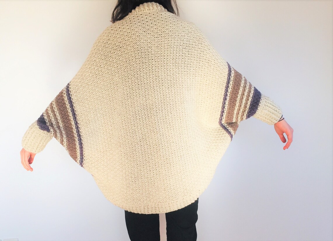 Cream Wool Cardigan, Two Colors Cardigan, Loose Shrugs - Etsy