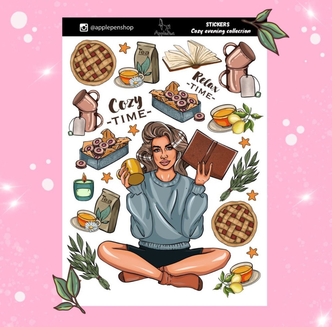 Stationery Set With Cozy Reading Girl Journal Stickers Aesthetic ...