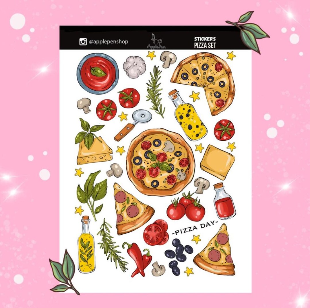 Pizza Sticker Set: Italian Food Journal Stickers, Scrapbook Bujo ...