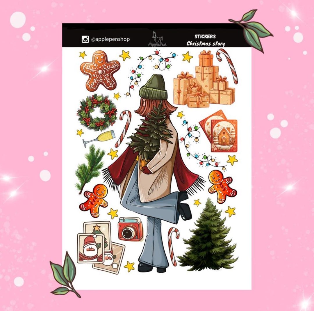 Christmas Story Sticker Set: Hand-drawn Winter Holiday Stickers - Etsy