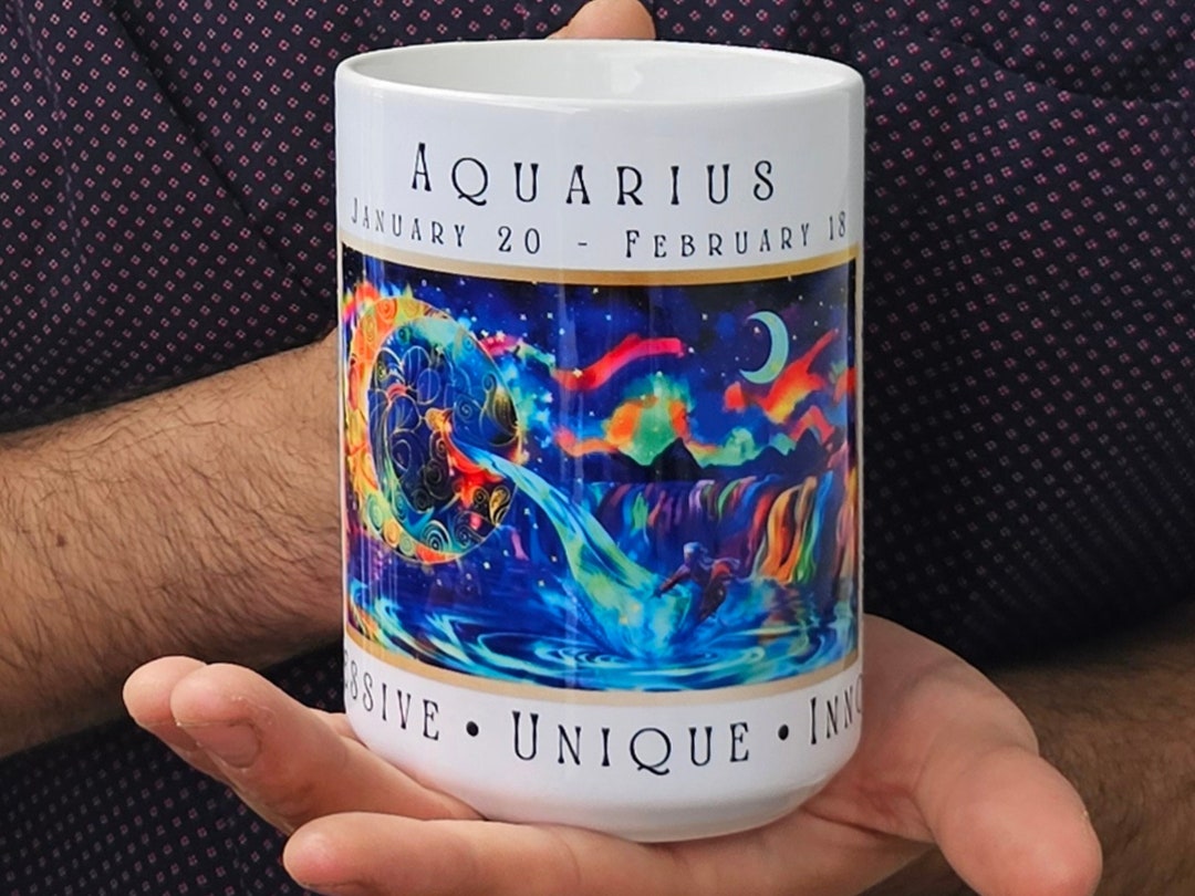 Aquarius Sign Zodiac Mug - Air Star Sign Horoscope Design Aquarius ...