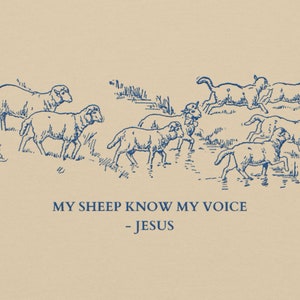 Embroidered My Sheep Know My Voice Christian Crewneck, John 10:27-28 ...