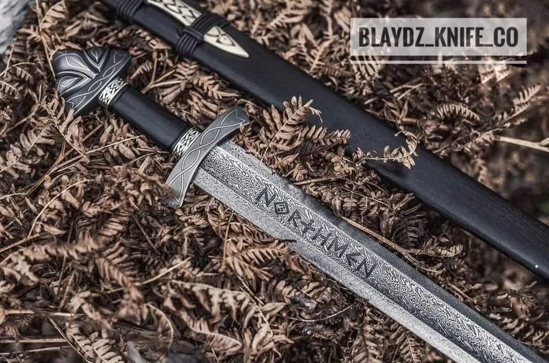 Handmade Damascus Steel Viking Sword With Ash Wood Scabbard - Etsy