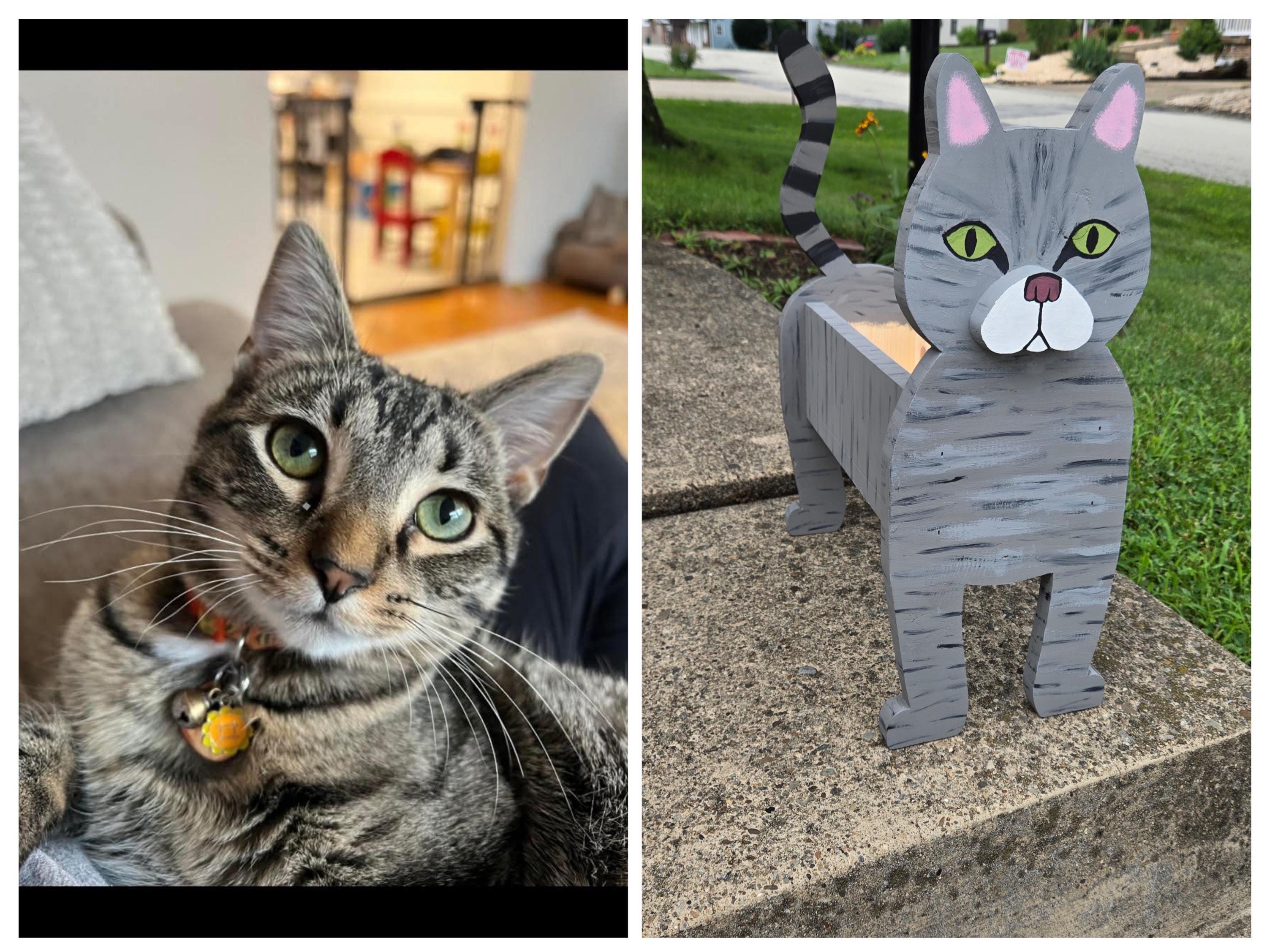 Personalized Wooden Cat Planter Box - Etsy