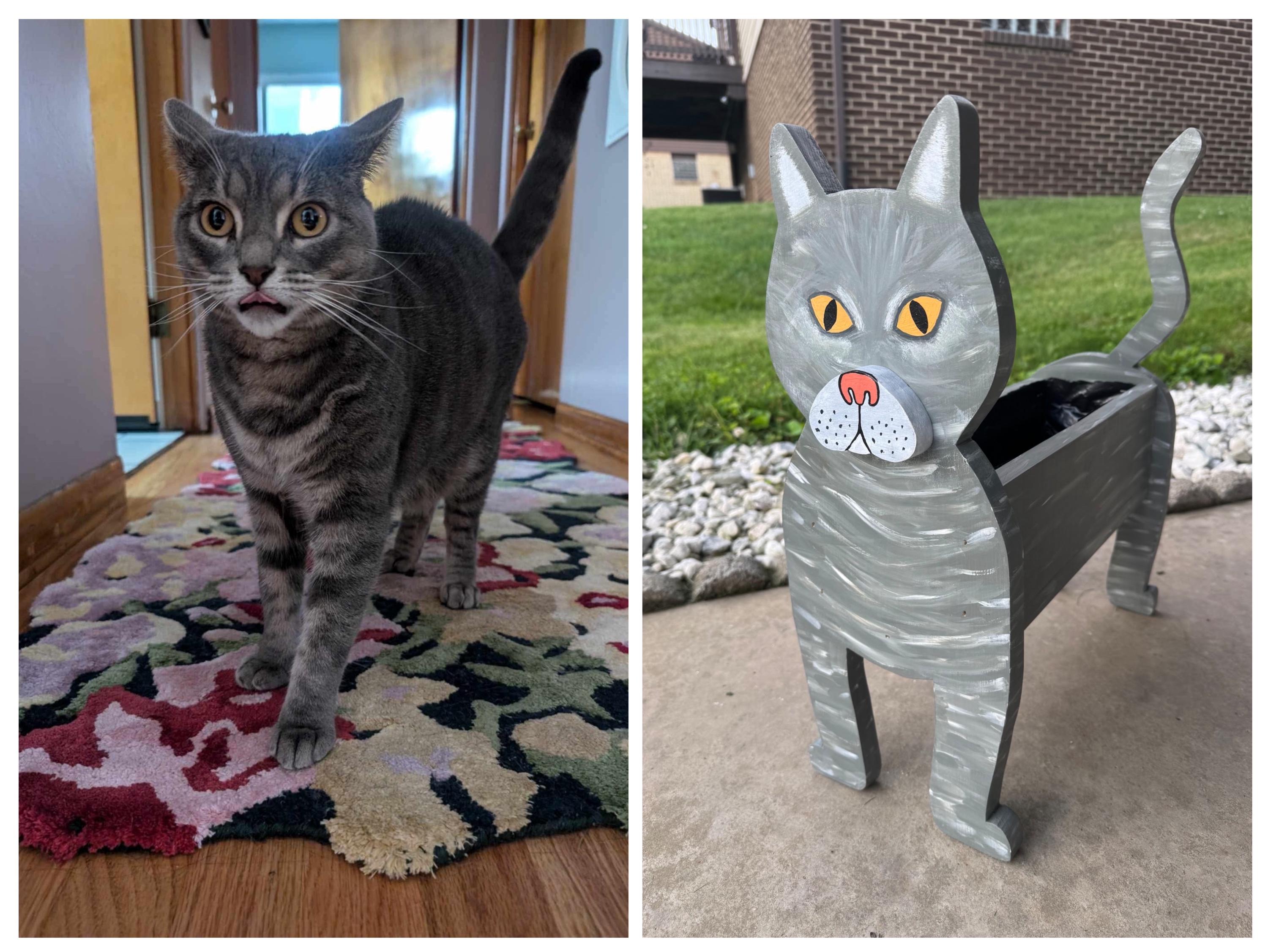 Personalized Wooden Cat Planter Box - Etsy