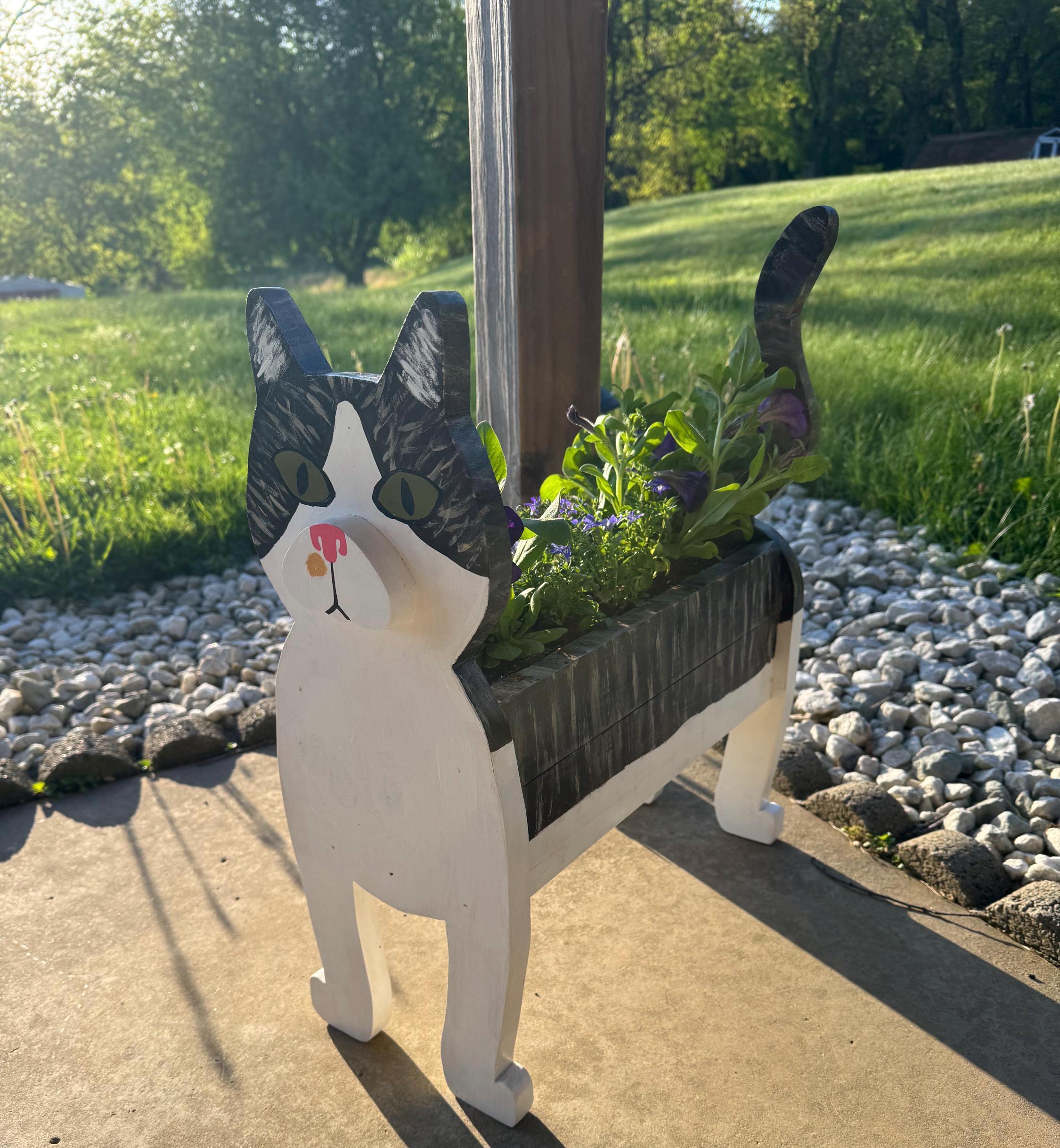 Personalized Wooden Cat Planter Box - Etsy
