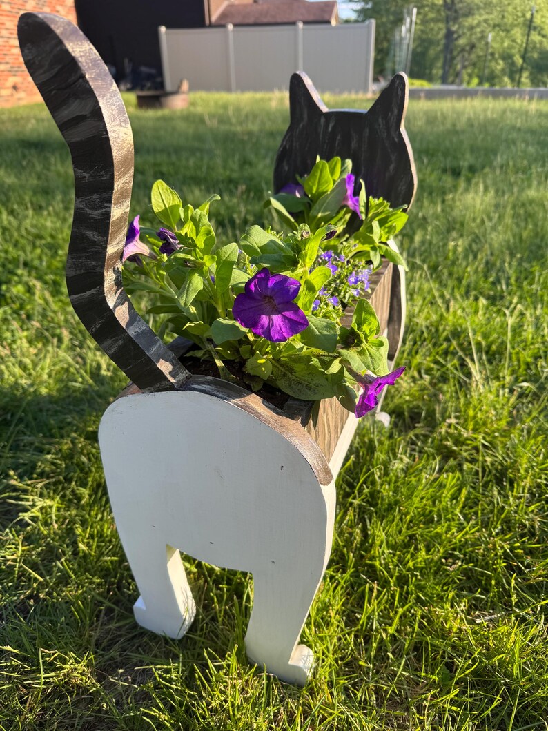 Personalized Wooden Cat Planter Box - Etsy