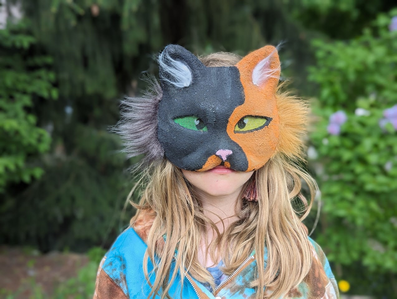 Calico Cat Half Black Therian or Cosplay Mask - Etsy Australia