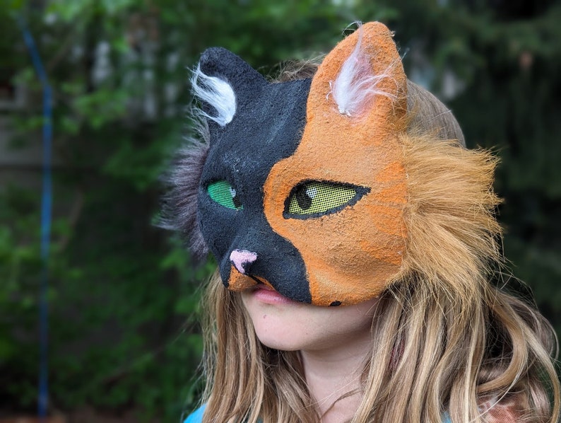 Calico Cat Half Black Therian or Cosplay Mask - Etsy Australia