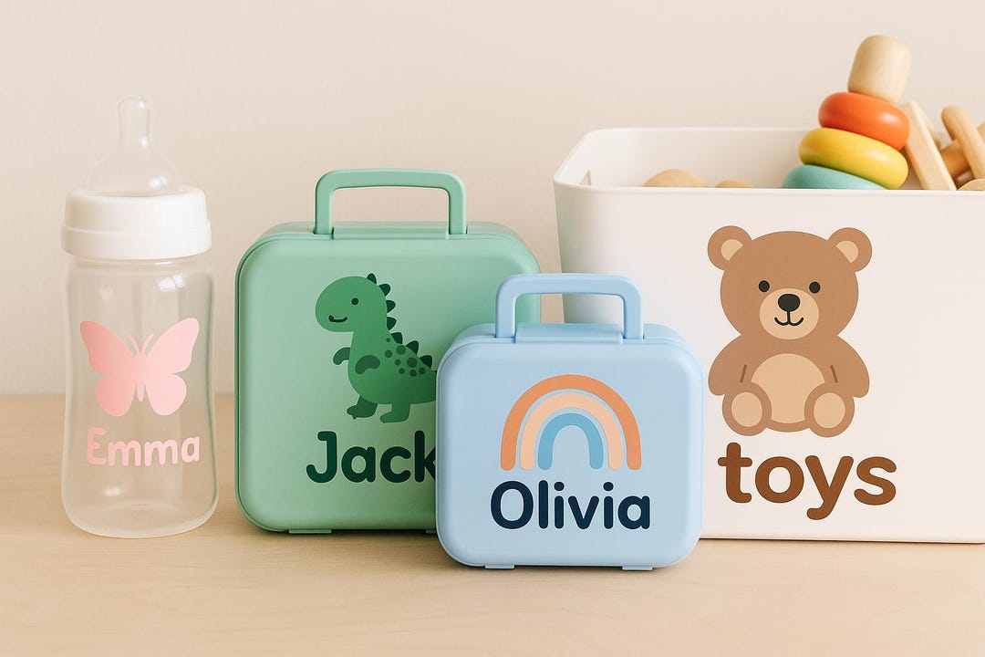 Personalised Waterproof Name Stickers: Custom Vinyl Decals for Kids - Etsy