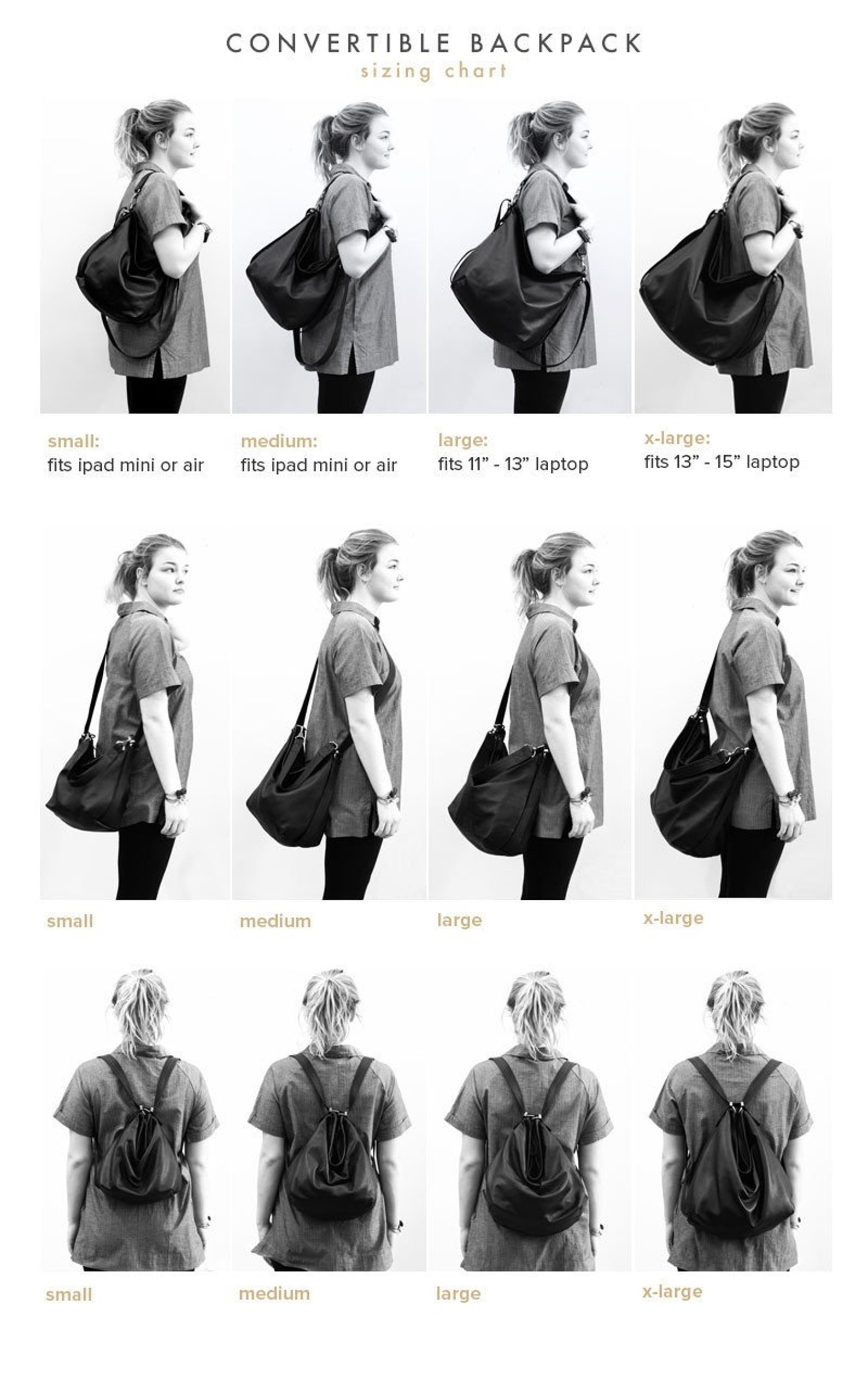 3-in-1 Hobo Pack Adjustable Backpack Shoulder Bag Leather - Etsy