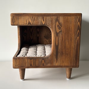 Wooden Cat House Nightstand, Handcrafted Pet Bed - Etsy