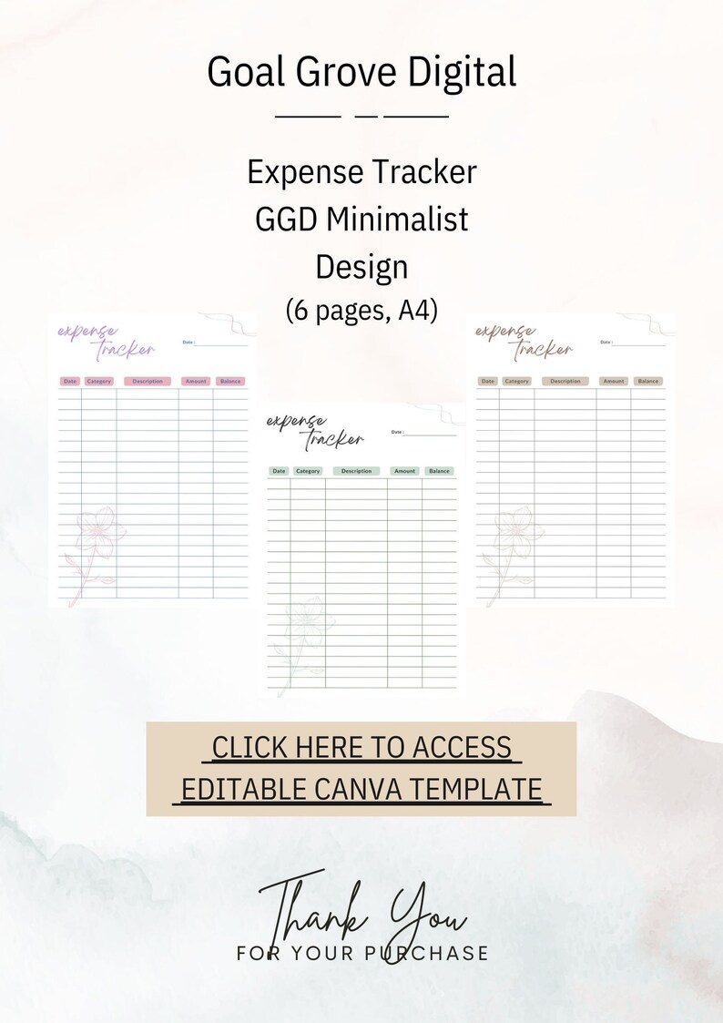 Expense Tracker - Canva Template - Etsy