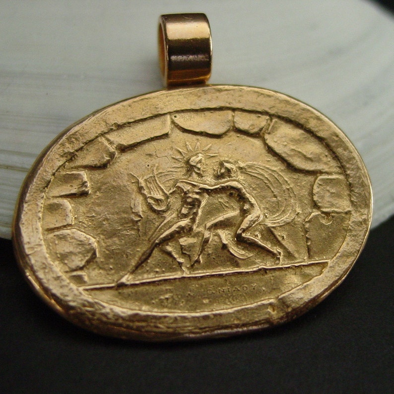 Apollo and Nymph Cyrene Cameo Intaglio Antique Bronze - Etsy