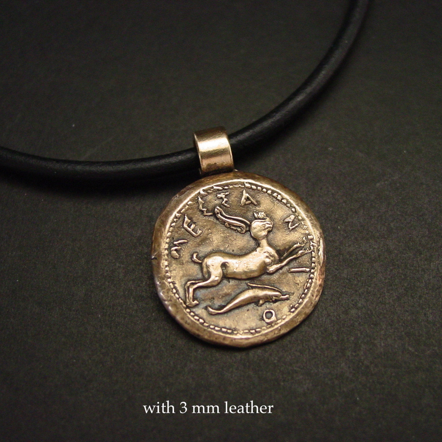 Antiqued Hare and Dolphin Ancient Coin Pendant Rabbit | Etsy