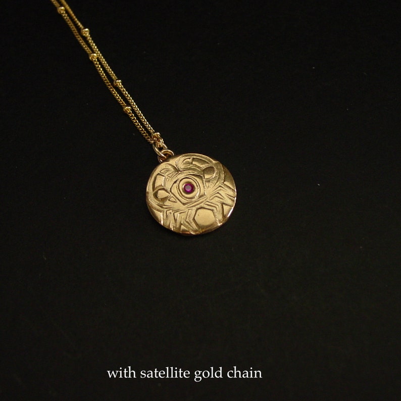 Cancer Necklace with Birthstone Ruby Zodiac Necklace | Etsy