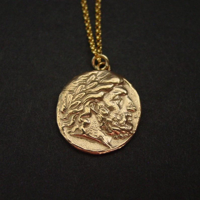 Ancient Greek Zeus Coin Pendant Necklace - Handcrafted Mythological ...