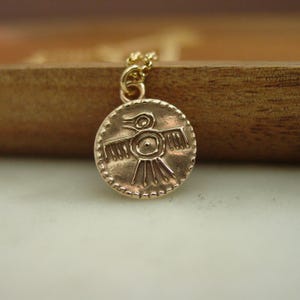 Quetzal Necklace: Hand Carved Bronze Aztec Bird Pendant With Gold ...