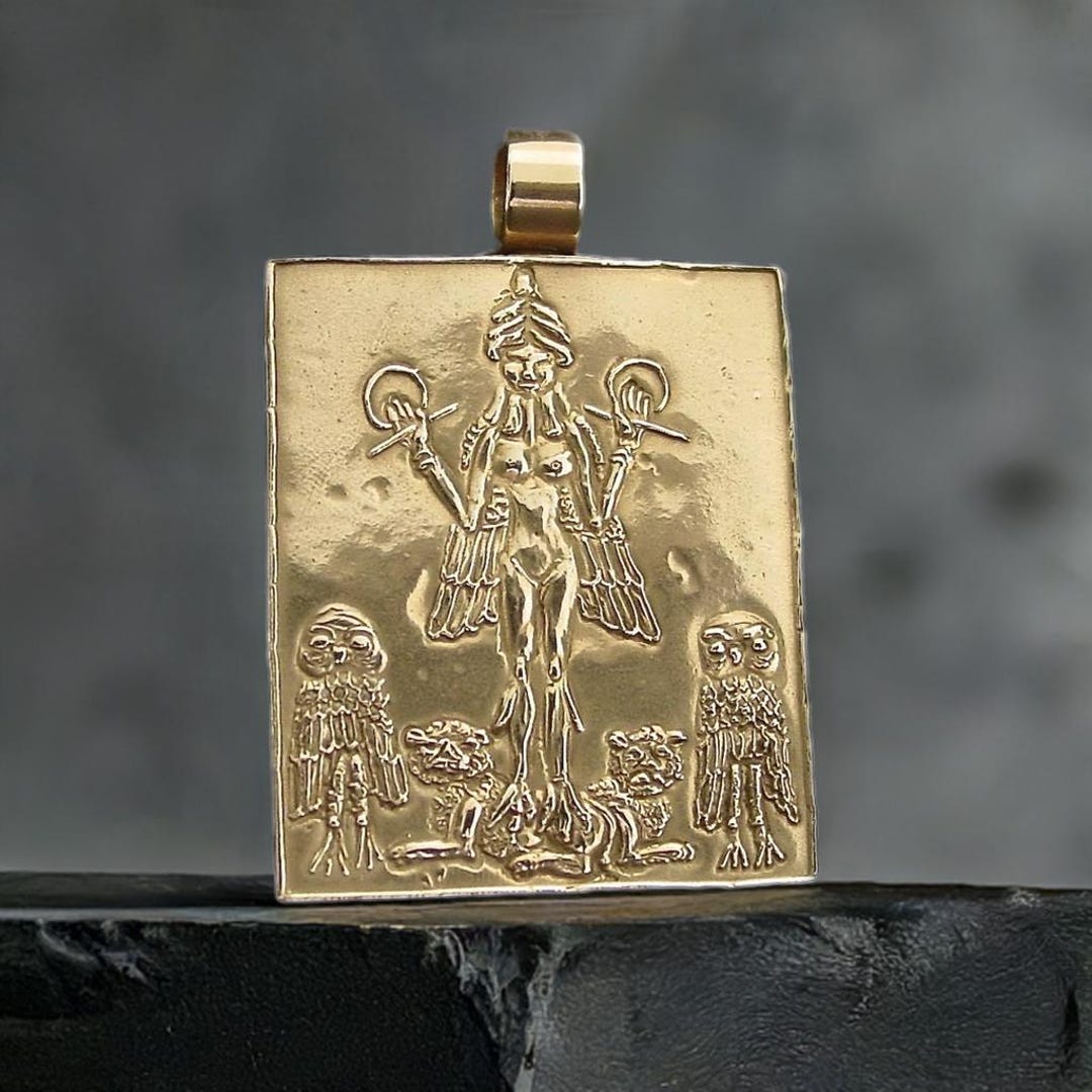 Hand Sculpted Lilith Pendant: Bronze Assyrian Queen of the Night ...