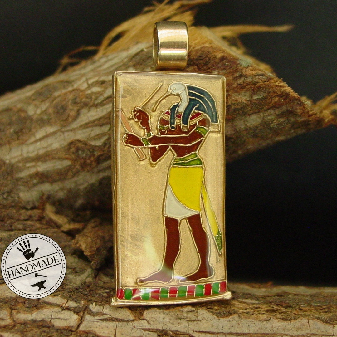 Thoth Necklace, Egyptian God of Writing: Hand Carved and Painted ...