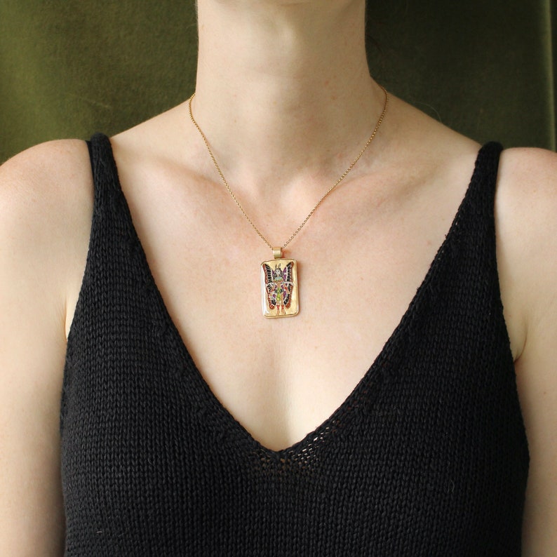 Itzpapalotl Aztec Warrior Goddess Pendant: Hand Painted Obsidian ...