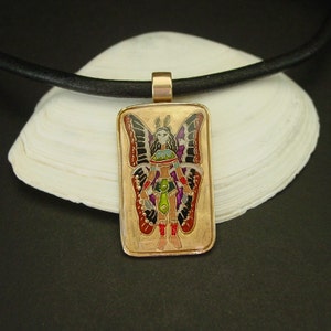 Itzpapalotl Aztec Warrior Goddess Pendant: Hand Painted Obsidian ...