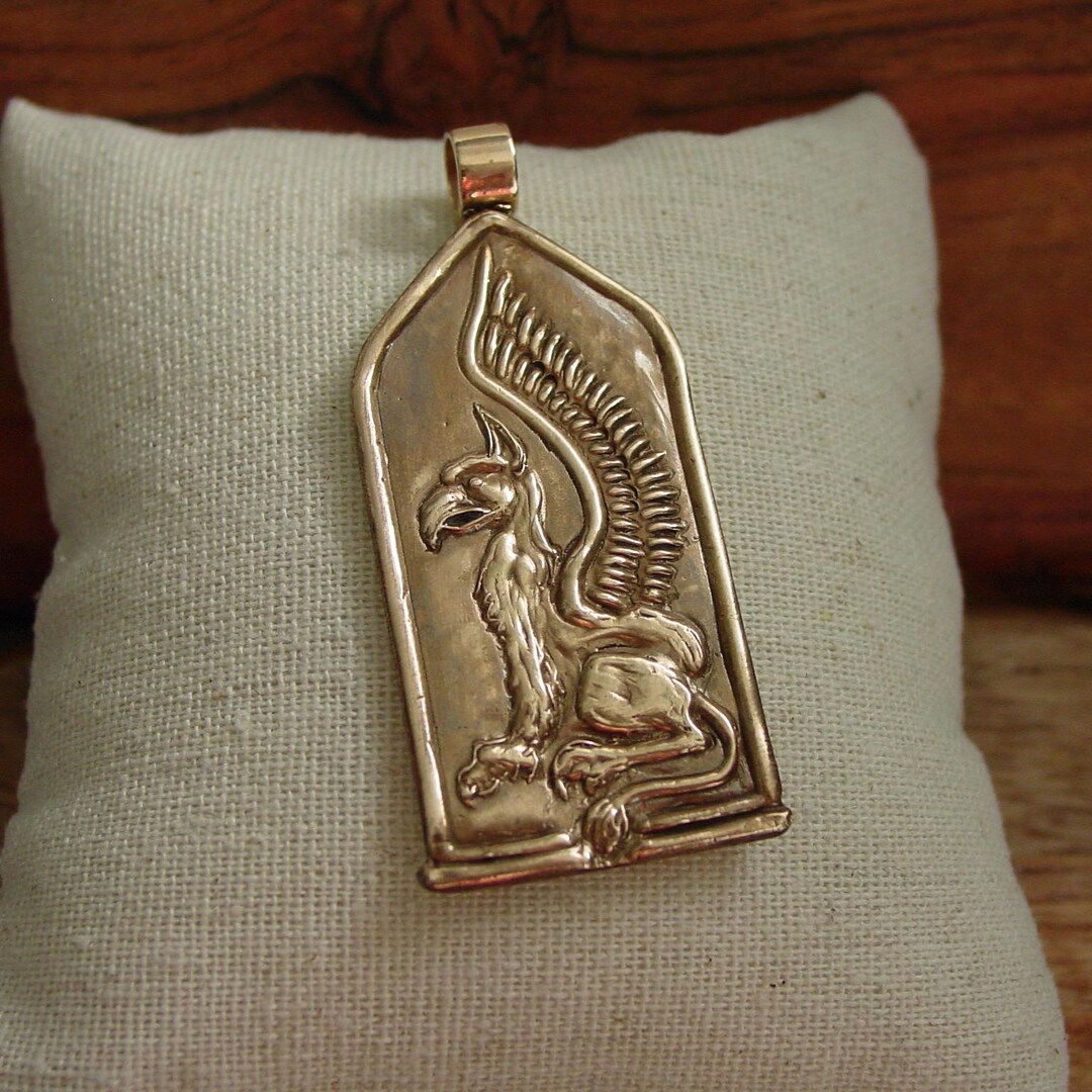 Gryphon Gargoyle Pendant: Hand Carved in Bronze - Etsy