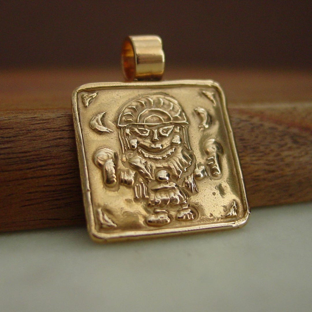 Mama Quilla Square Pendant Necklace: Hand-carved Inca Moon Goddess ...