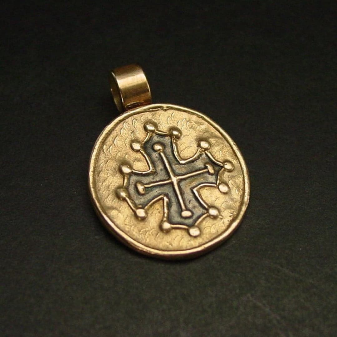 Occitan Cross Shield Necklace - Hand Carved Cathar Cross for Men ...
