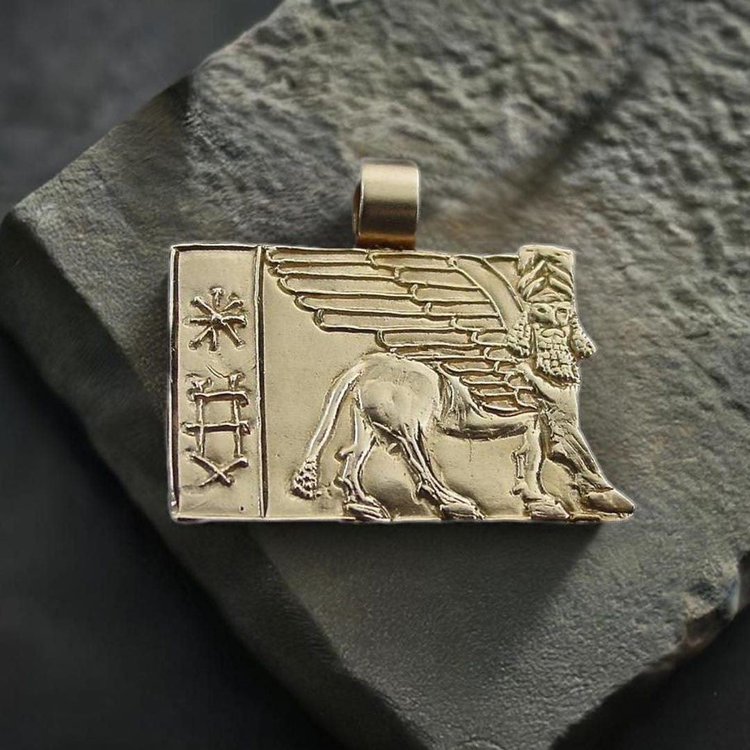 Lamassu Pendant With Cuneiform - Hand Carved Sumerian Necklace ...