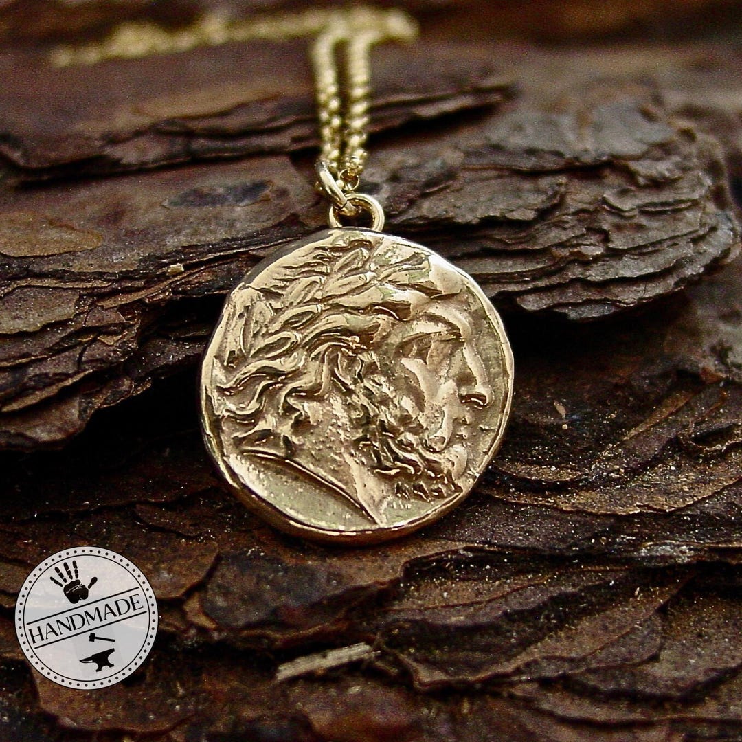Ancient Greek Zeus Coin Pendant Necklace - Handcrafted Mythological ...