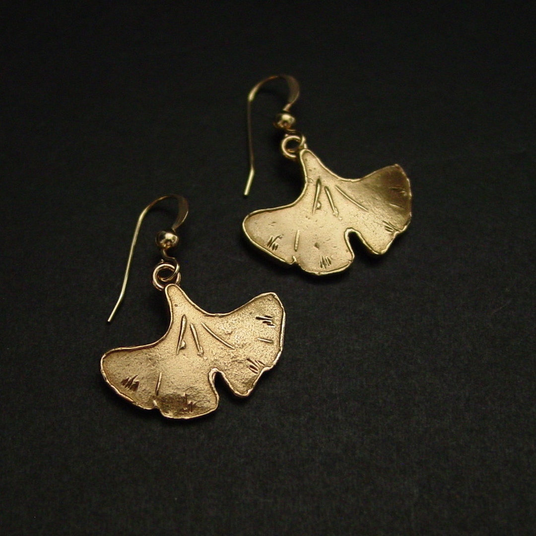 Ginkgo Biloba Leaf Earrings - Hand Carved Gingko Fall Jewelry - Etsy
