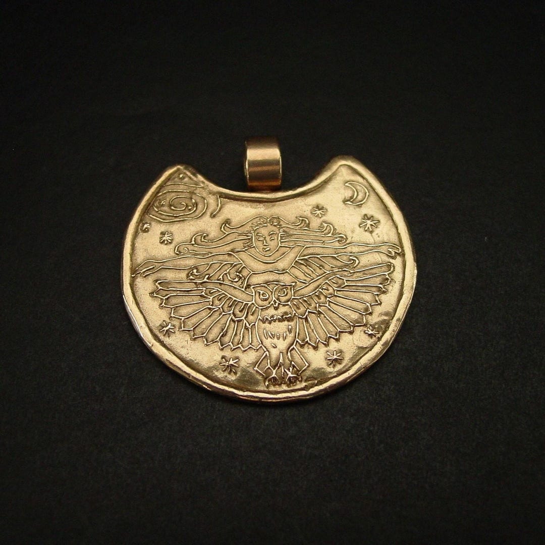 Arianrhod Pendant: Hand-carved Owl Shapeshifter Welsh Celtic Goddess of ...