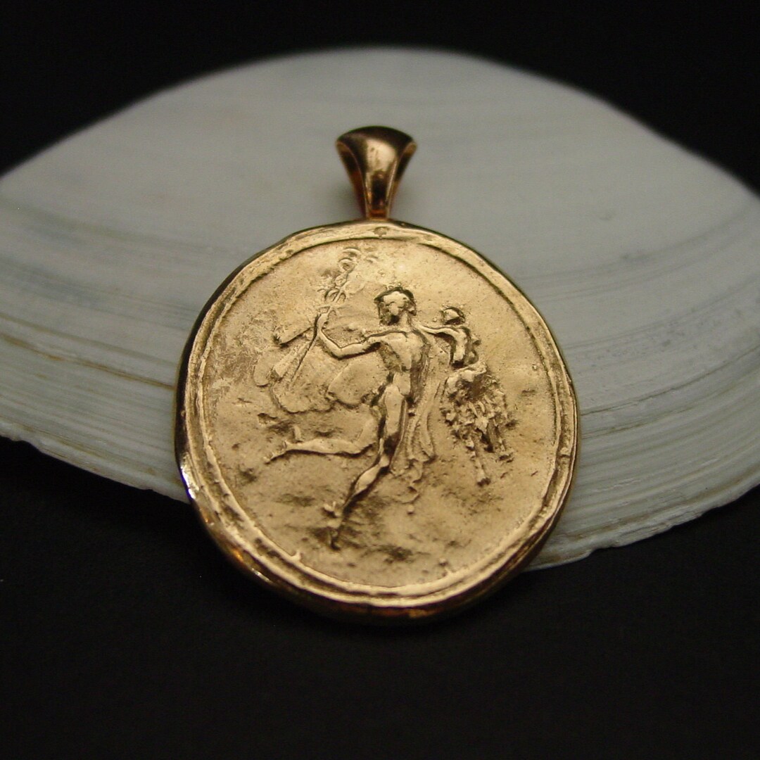 Hermes God and Tyche Necklace - Handcrafted Intaglio Cameo Pendant ...