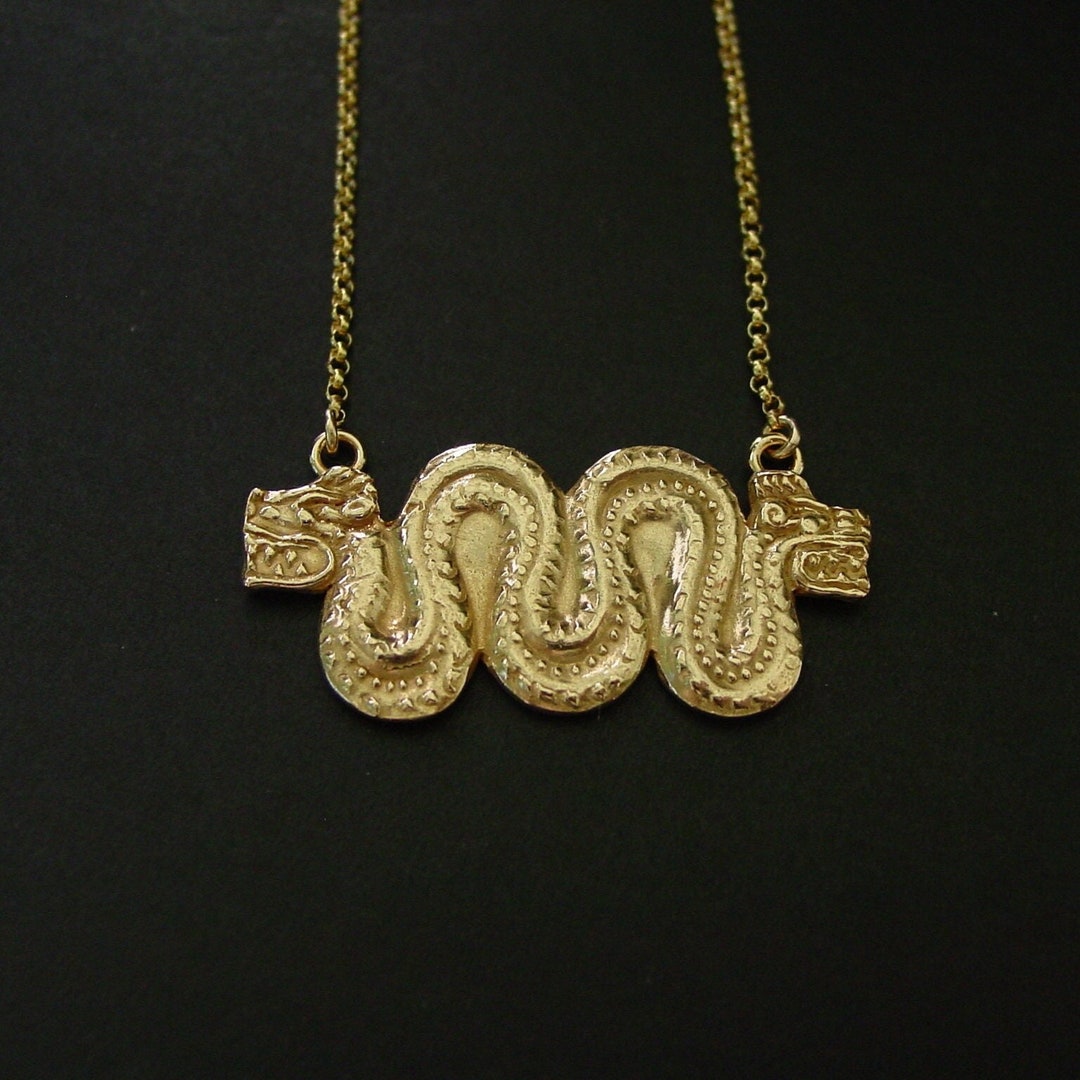 Quetzalcoatl Aztec Two Headed Serpent Necklace - Mayan Necklace - Aztec ...